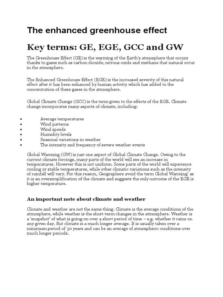 The Enhanced Greenhouse Effect Explained | PDF | Greenhouse Effect ...