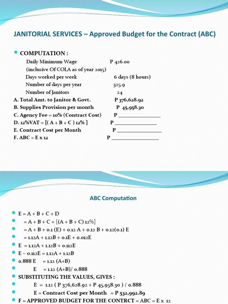 ABC Formula - Janitorial Services | PDF | Teaching Methods & Materials