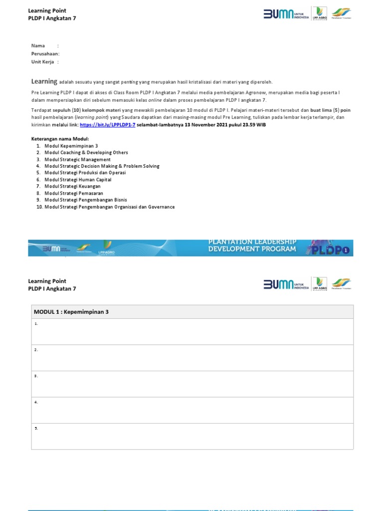 Form Learning Point PLDP I | PDF