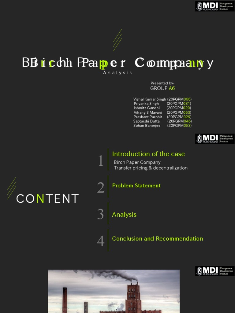 Birch Paper Company Case Analysis | PDF | Prices | Profit (Economics)