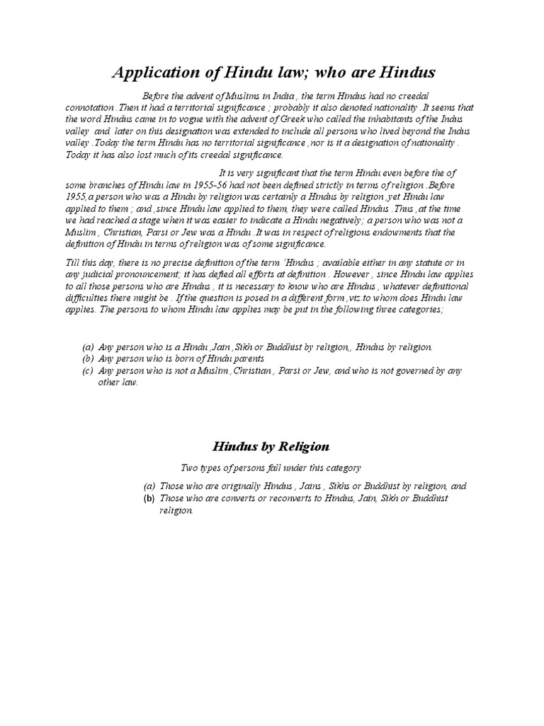 Application of Hindu Law | PDF
