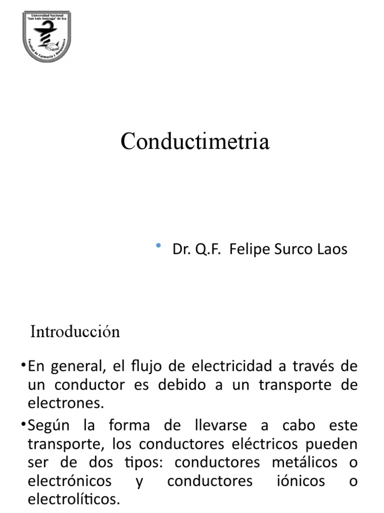 Conductimetría y Conductividad Iónica | PDF | Resistividad Eléctrica y ...