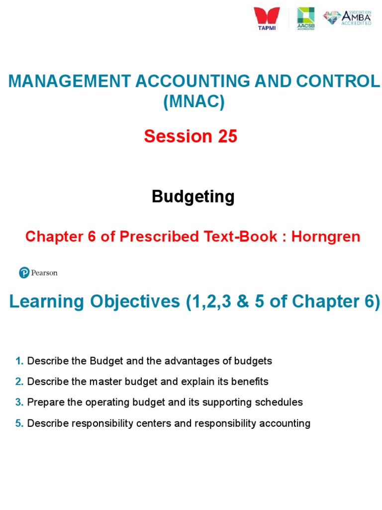 Session 25 - Budgeting | PDF | Budget | Inventory