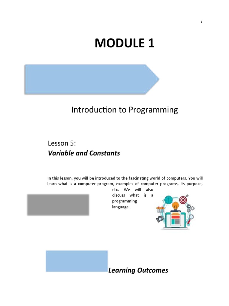 Introduction To Programming: Lesson 5 | PDF | Variable (Computer ...