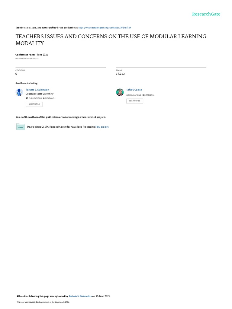 Teachers Issues and Concerns On The Use of Modular Learning Modality ...