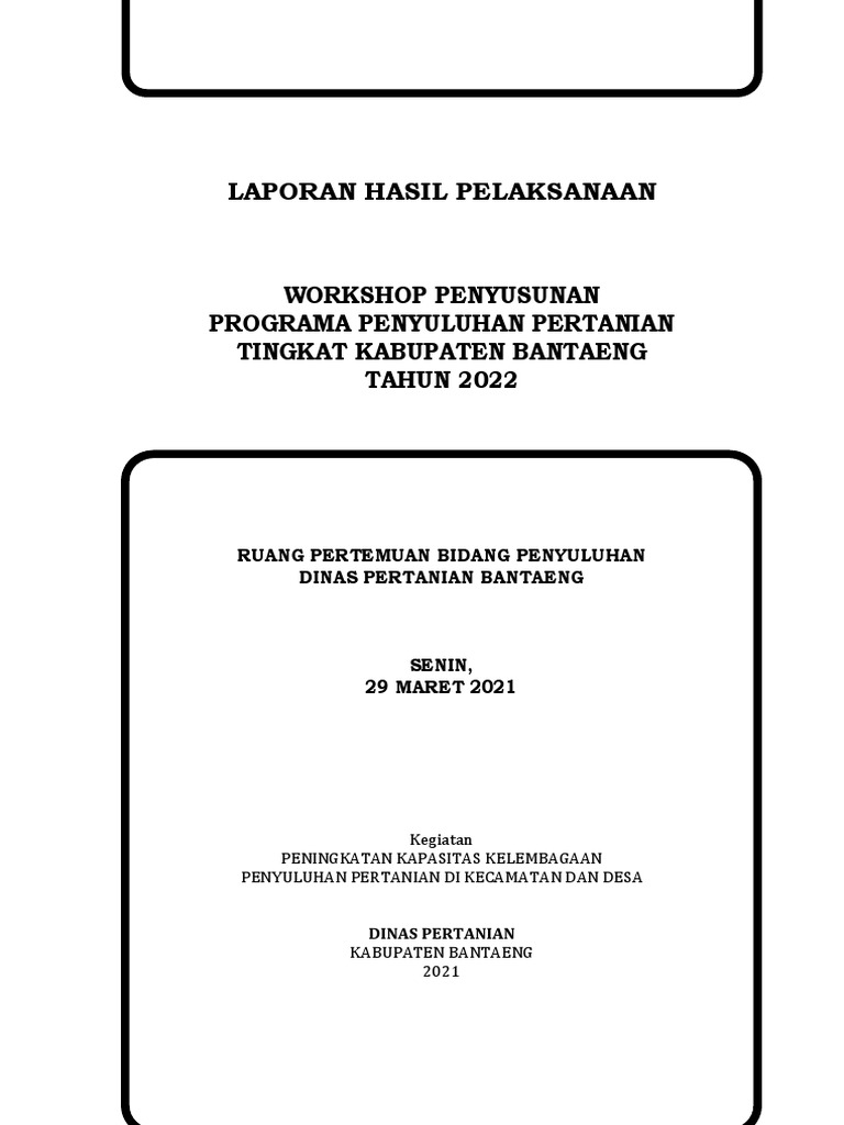 Laporan Workshop Programa Tingkat Kabupaten Tahun 2021 | PDF