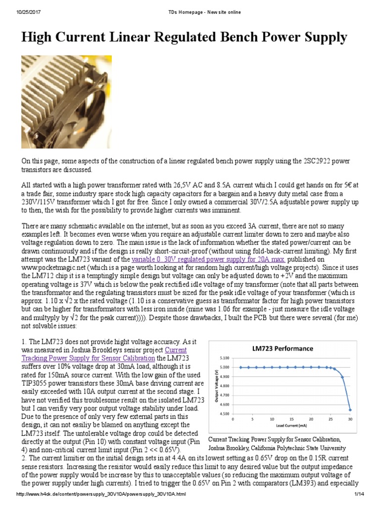 High Current Linear Regulated Bench Power Supply | PDF | Power Supply ...