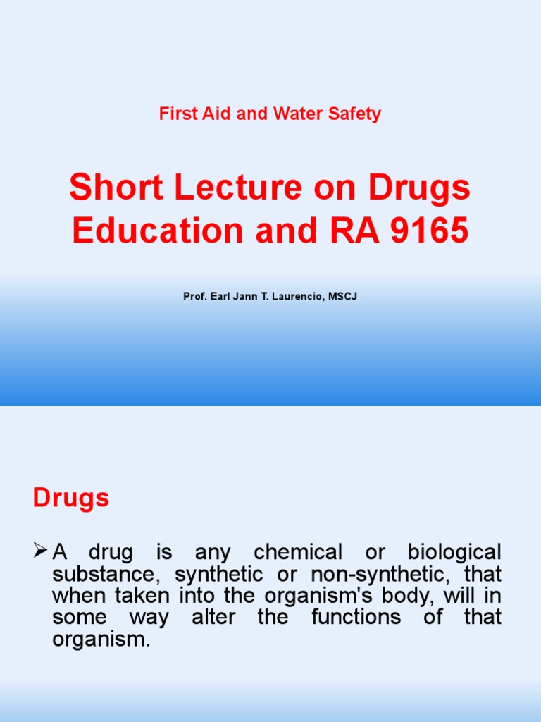 First Aid, Water Safety and Drug Education Lecture | PDF | Chemistry ...