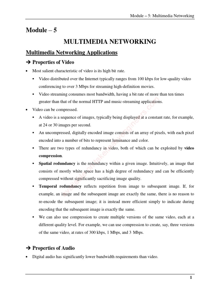 Module - 5 Multimedia Networking | PDF | Quality Of Service | Streaming ...
