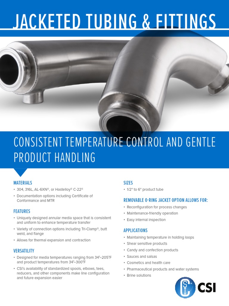 Jacketed Tubing Fittings Data Sheet | PDF | Pipe (Fluid Conveyance ...