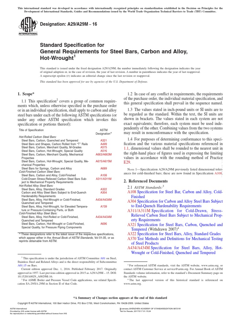 Astm A29, A29m (2016) | PDF | Steel | Heat Treating
