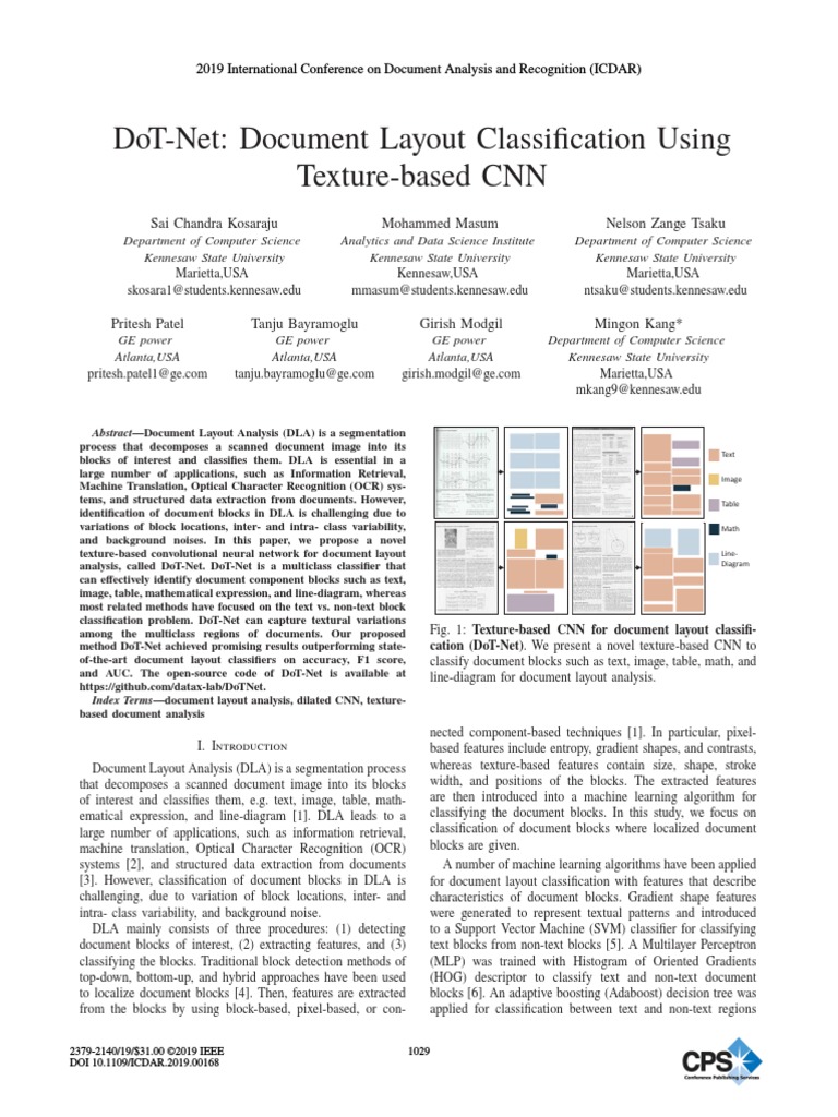 Dot-Net: Document Layout Classification Using Texture-Based CNN ...