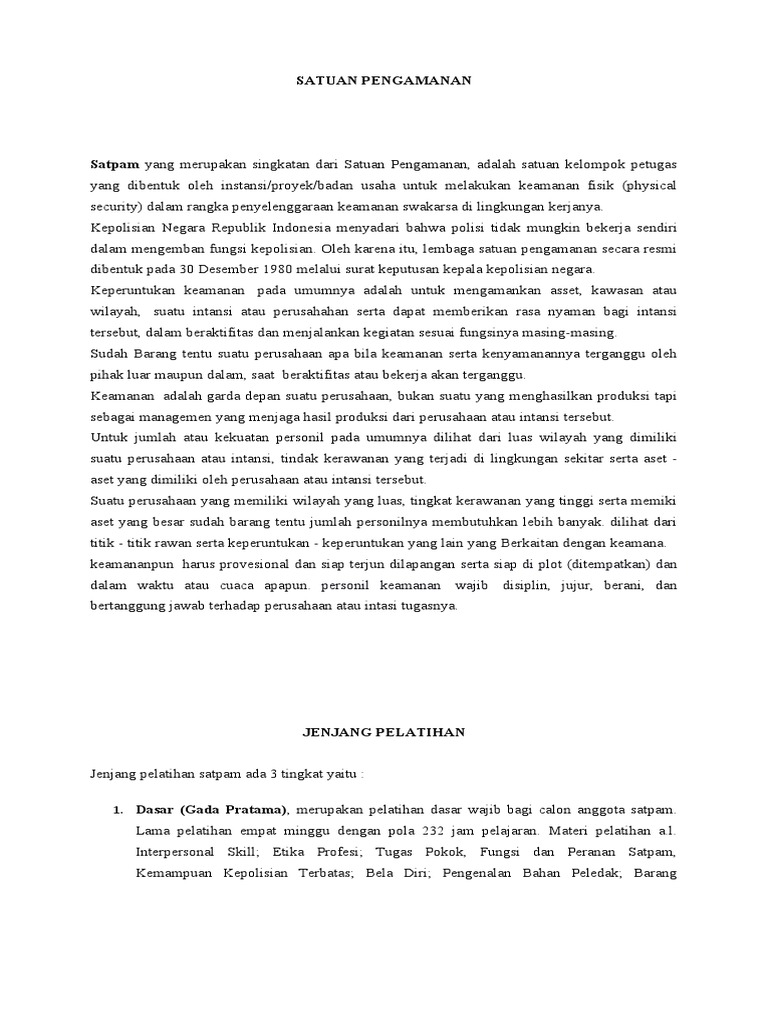 Satuan Pengamanan | PDF