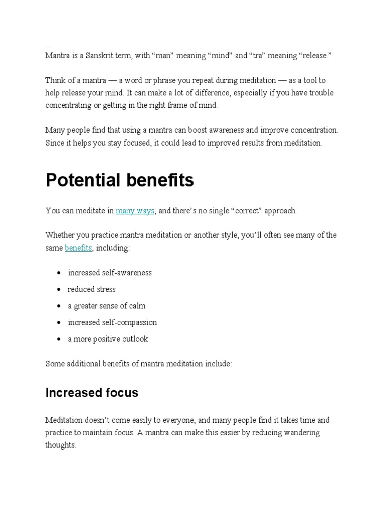 How To Start With Meditation | PDF | Meditation | Mantra