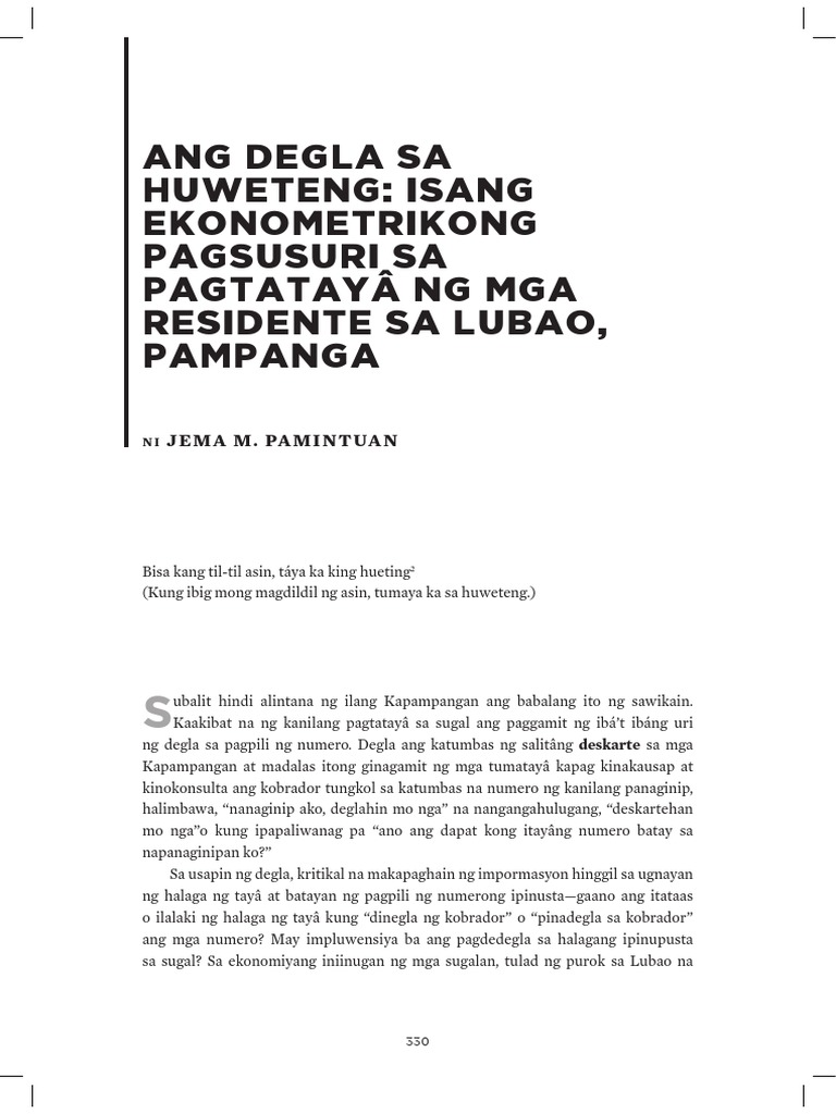 (Pamintuan) Degla Sa Jueteng | PDF