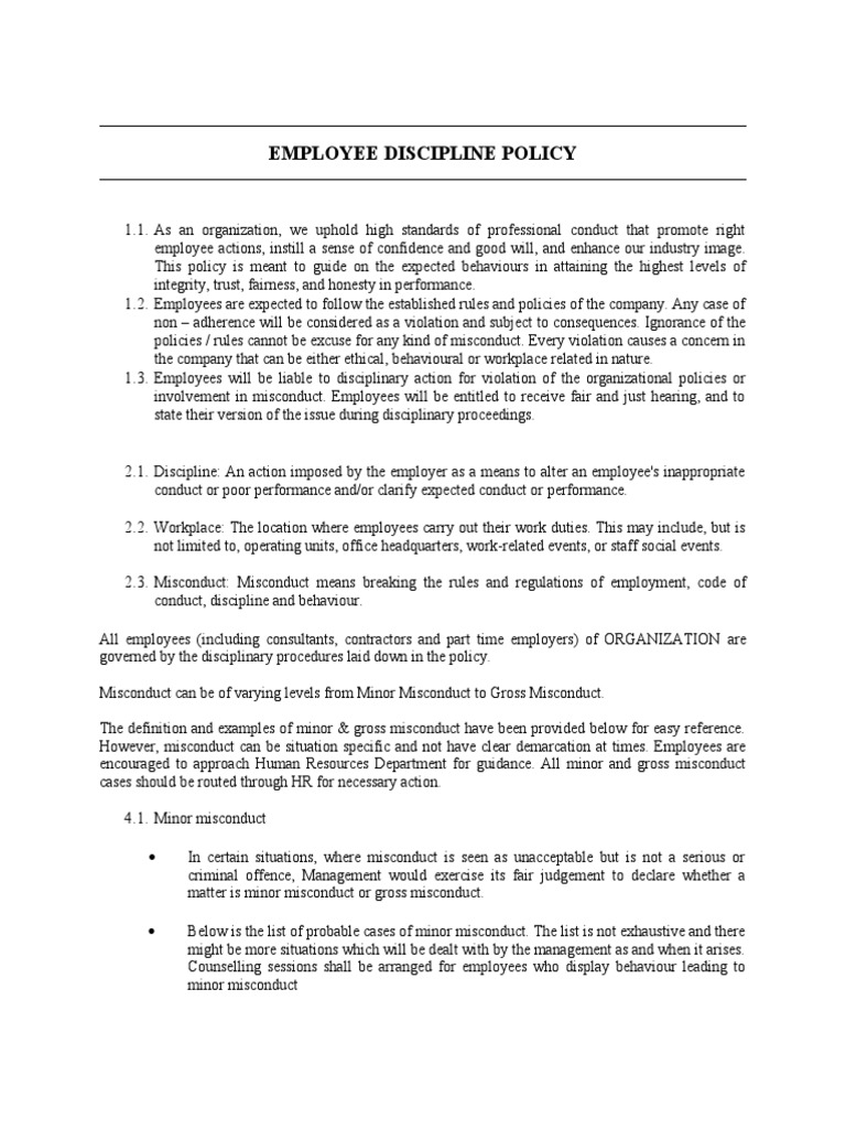 Employee Discipline Policy | PDF | Employment | Judgment (Law)