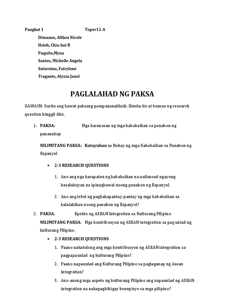 Paglalahad NG Paksa | PDF