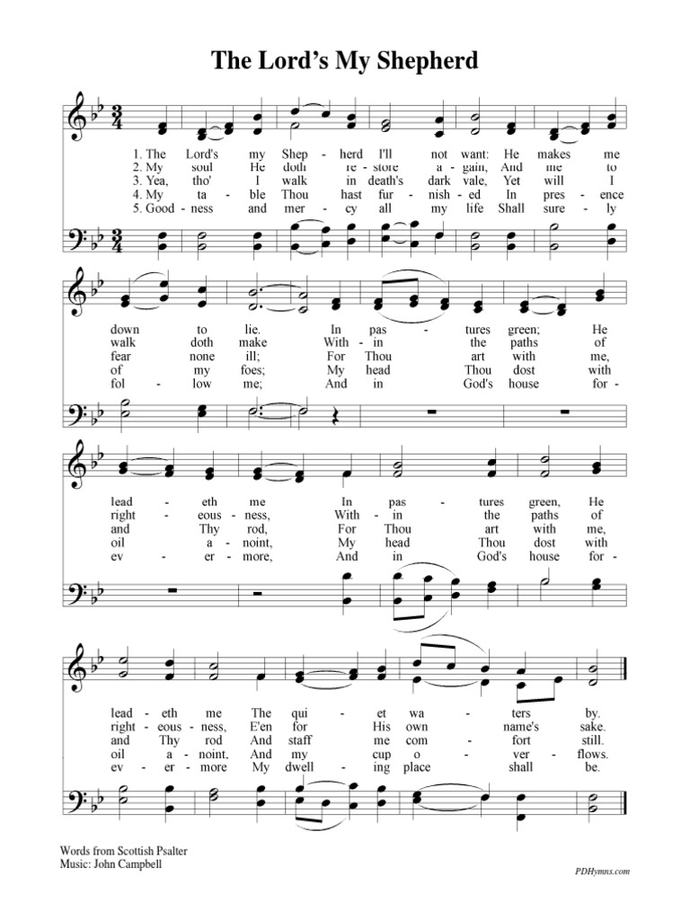 The Lord's My Shepherd Hymn Lyrics | PDF