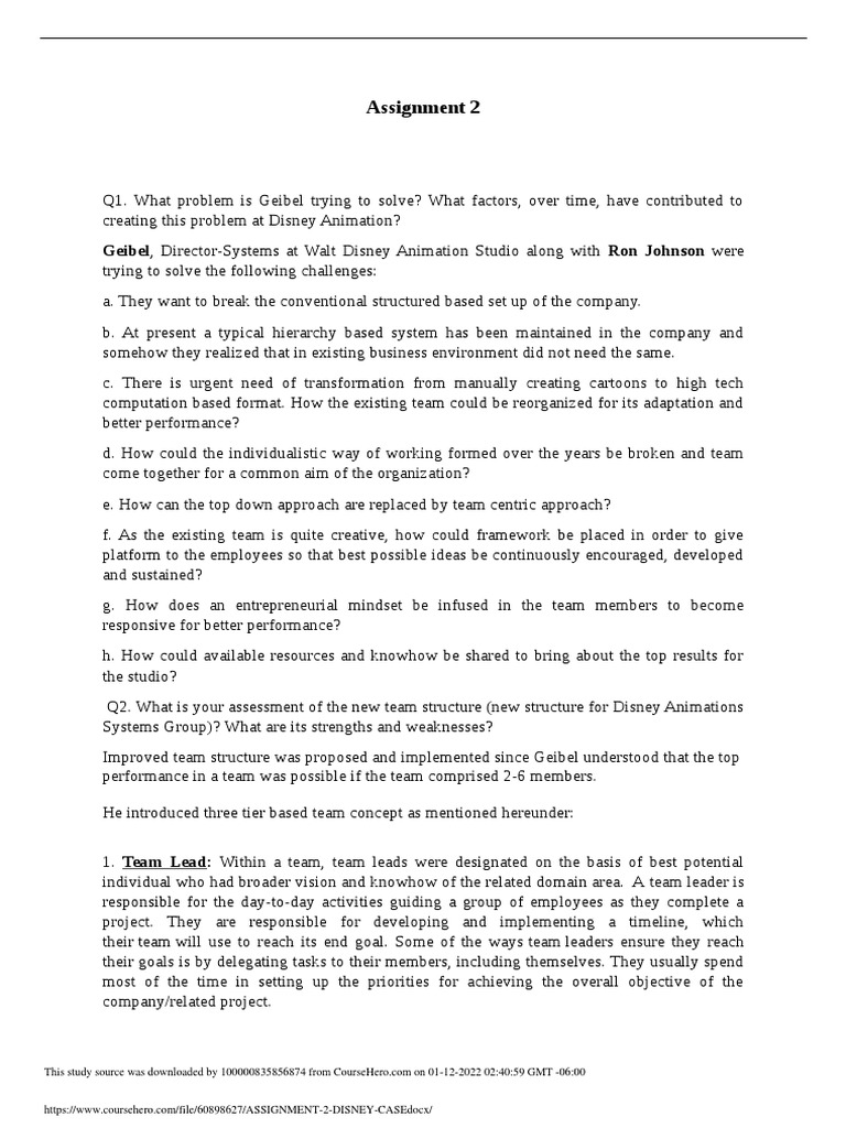 Transforming Disney's Team Structure | PDF | Goal | Business