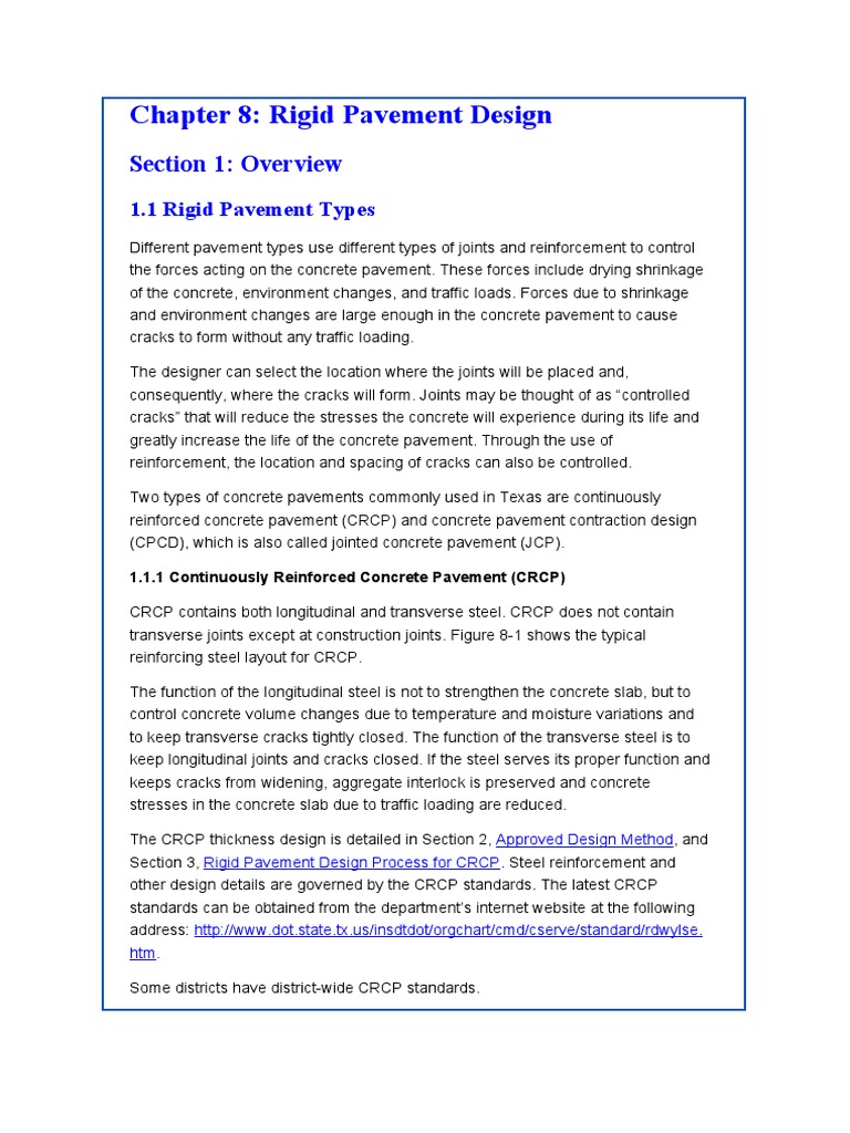 Chapter 8: Rigid Pavement Design: Section 1: Overview | PDF | Road ...