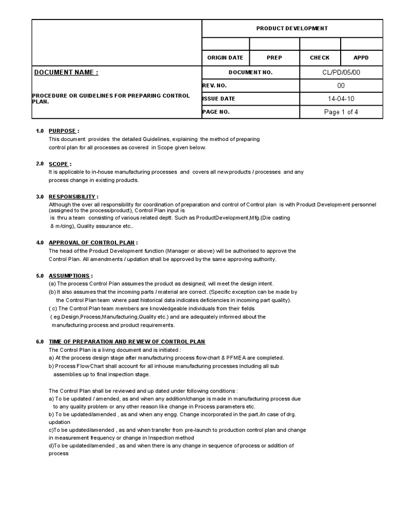 Guidelines For Control Plan | PDF | Specification (Technical Standard ...