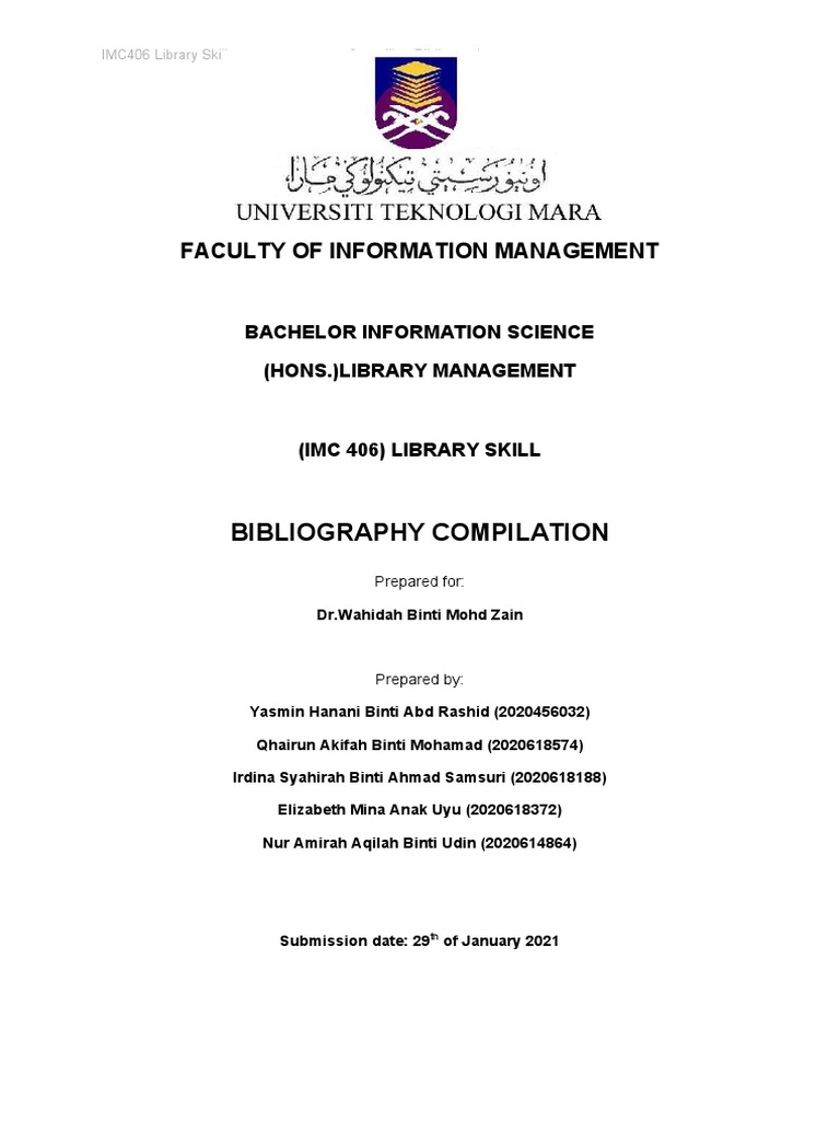 Imc 406 Bibliography Compilation Assignment | PDF | Citation | Apa Style