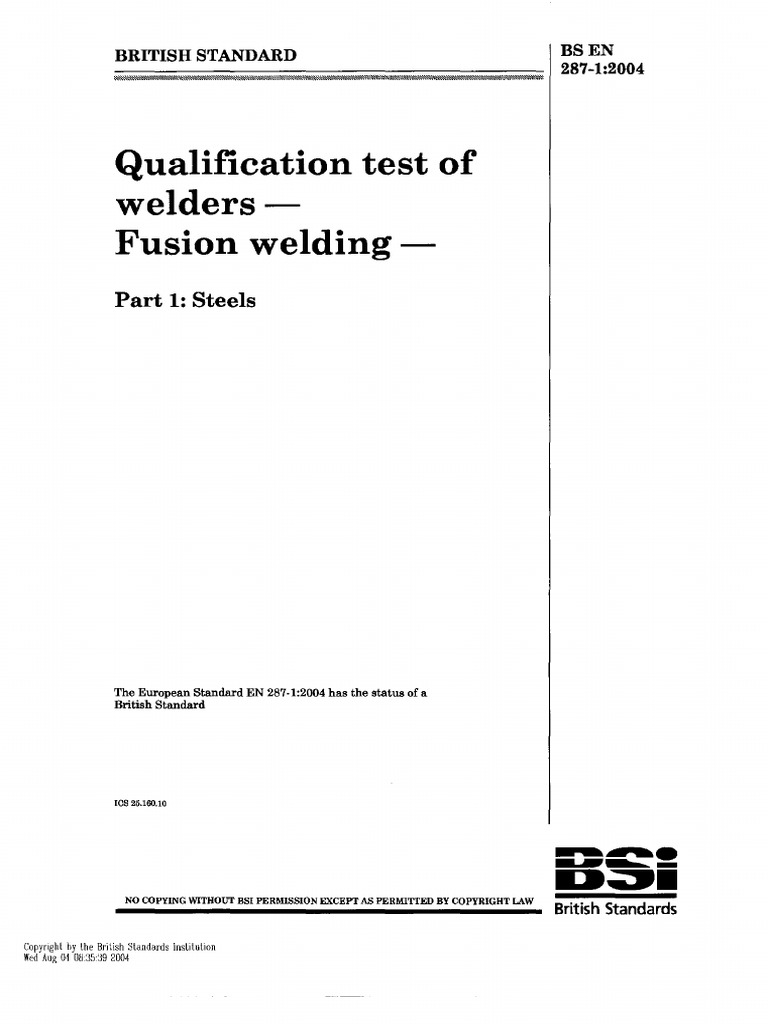 BS EN 287-1 Qualification of Welders | PDF