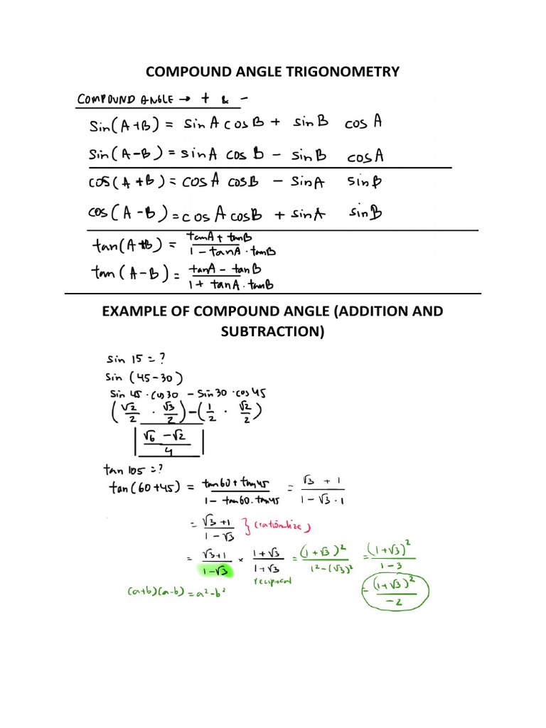 Compound Angle Trigonometry | PDF