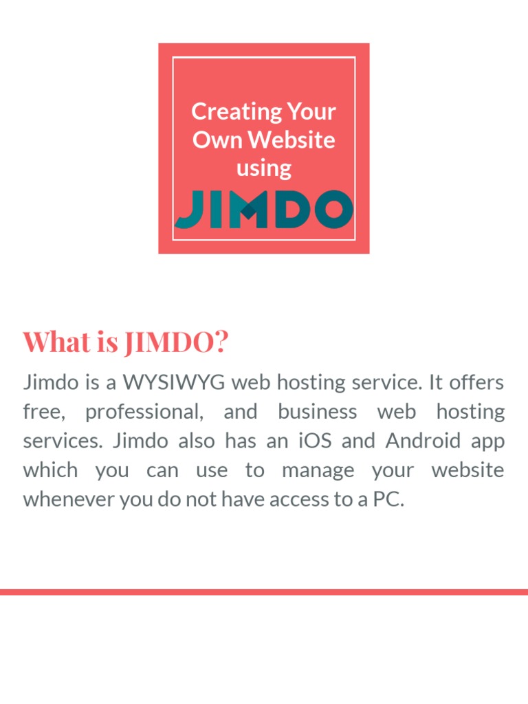 Creating Your Own Website Using Jimdo | PDF