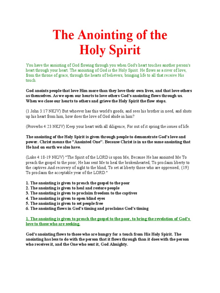 The Anointing of The Holy Spirit | PDF | Spiritual Gift | Jesus