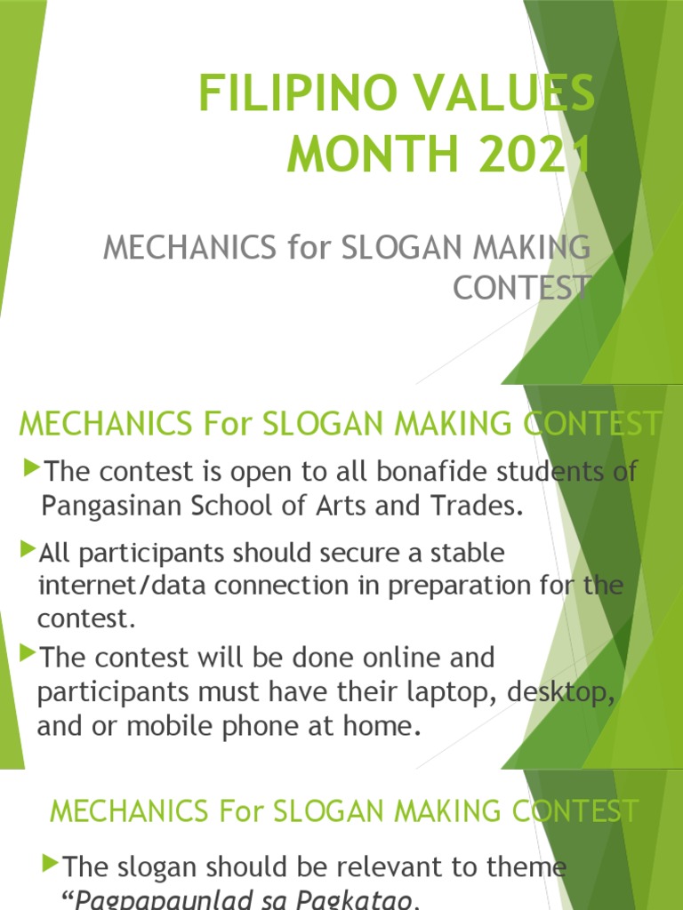Slogan Contest Mechanics for Values Month | PDF | Career & Growth ...