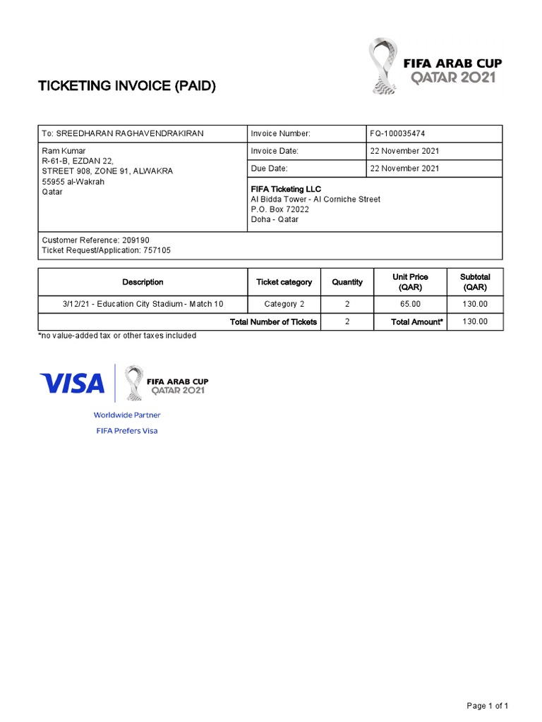 Ticketing Invoice (Paid) | PDF