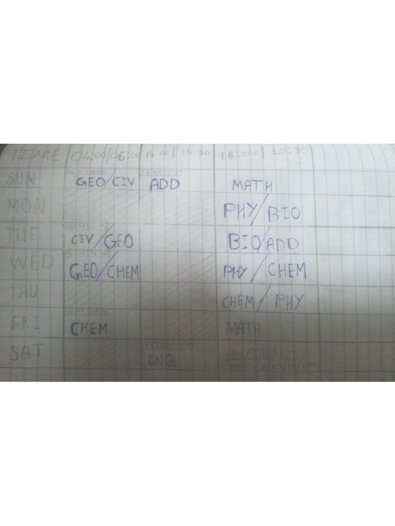 Emmanuel Muswalo's School Timetable | PDF