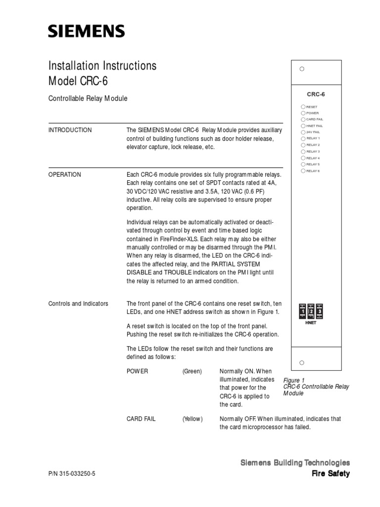 Installation Instructions Model CRC-6: Controllable Relay Module | PDF ...