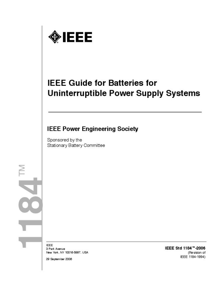 IEEE Guide For Batteries For Uninterruptible Power Supply Systems | PDF ...