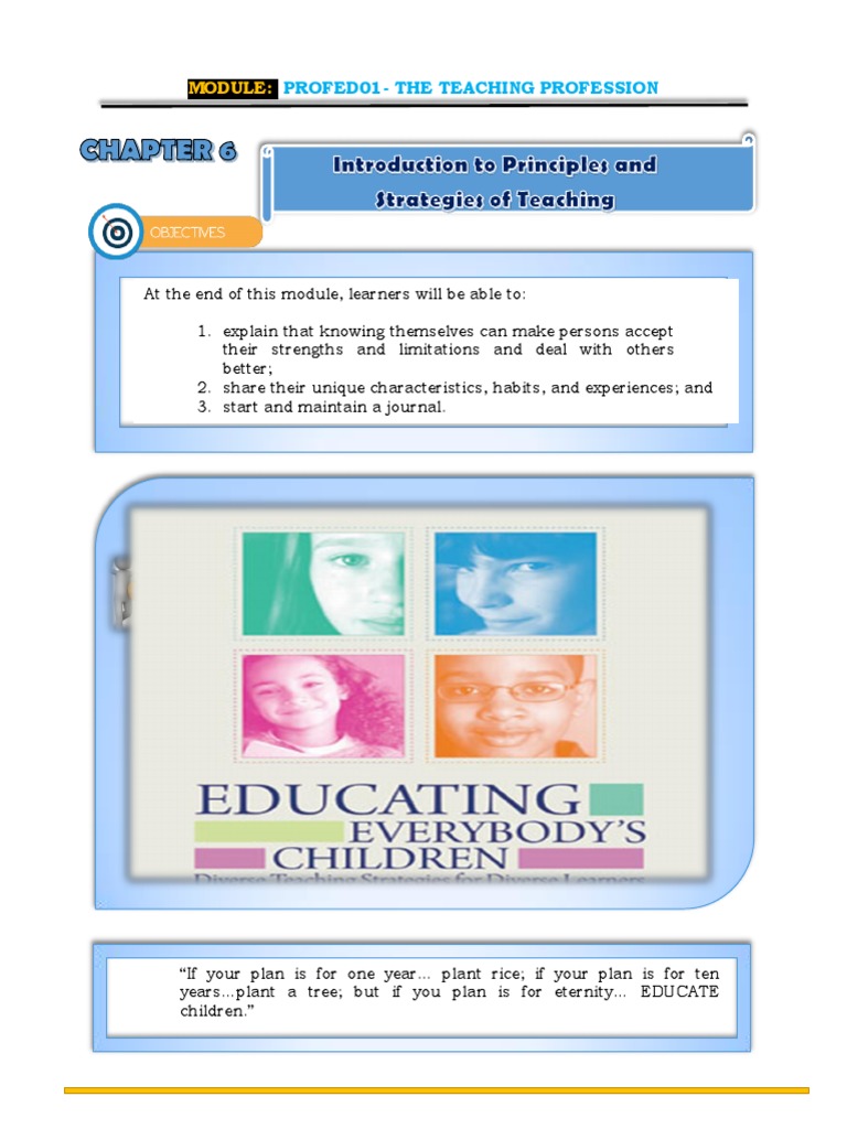 CHAPTER 6 - Introduction To Principles and Strategies of Teaching | PDF ...