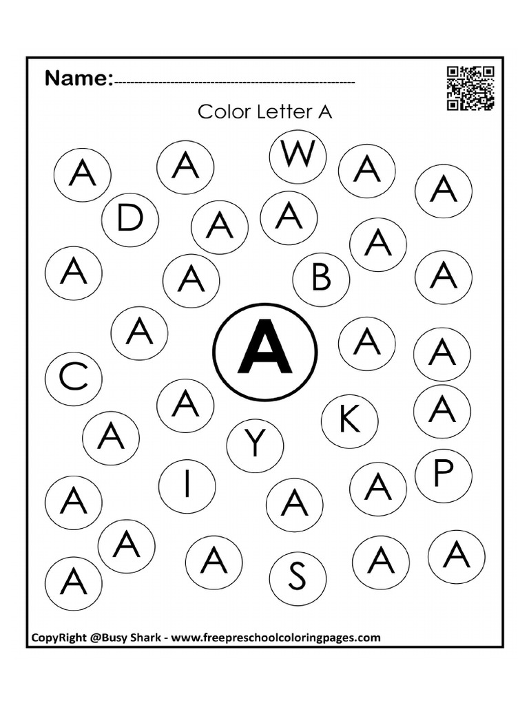 3 Letter A Do A Dot Marker Preschool Coloring Pages Free Printable For ...