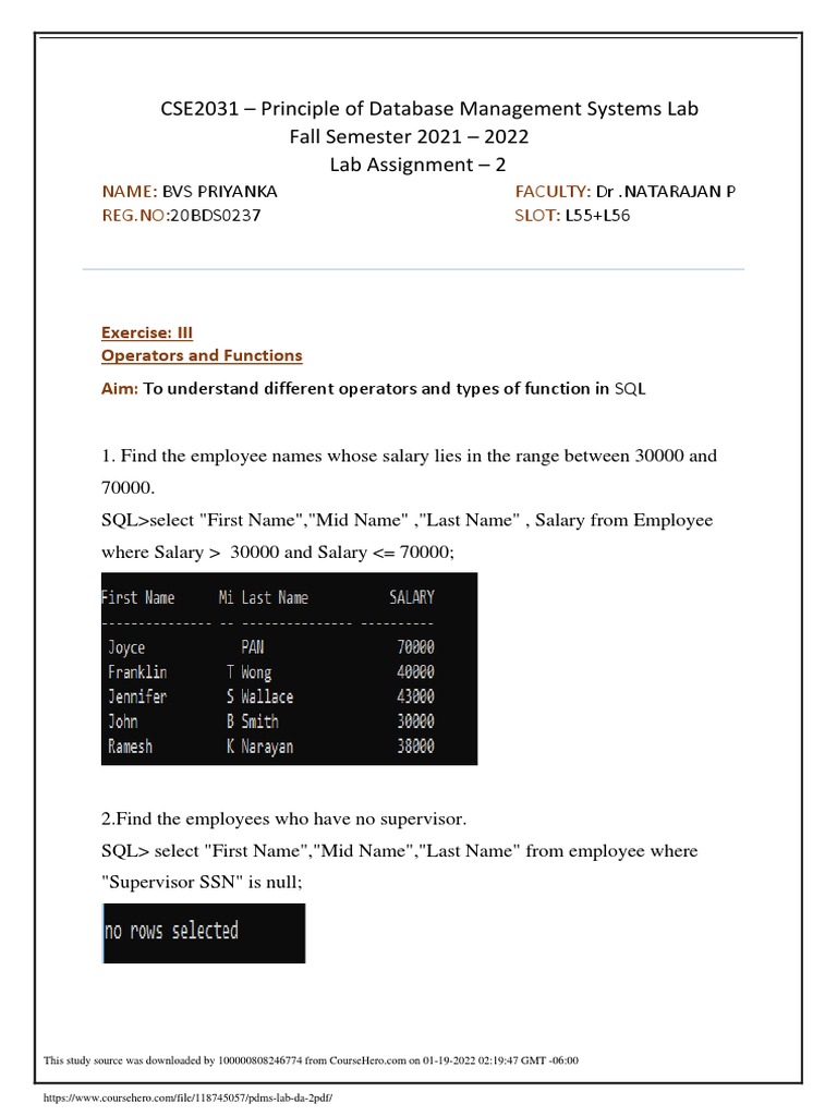 CSE2031 - Principle of Database Management Systems Lab Fall Semester ...