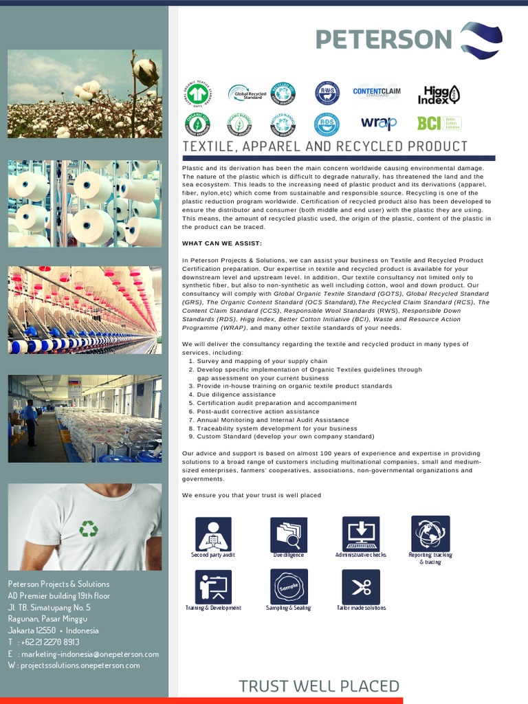 PETERSON PROJECTS & SOLUTIONS - Textile, Apparel, and Recycled Product ...