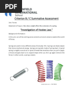 Hooke's Law: Force and Extension Practical | PDF | Force | Weight