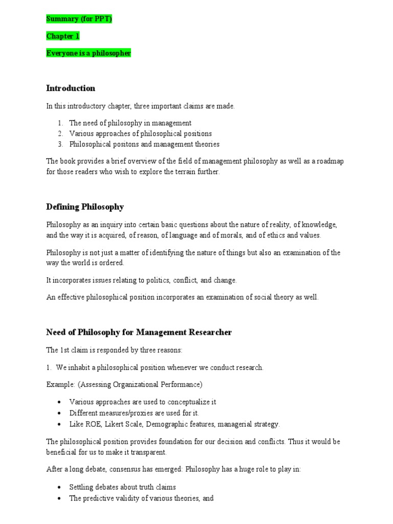 Summary (For PPT) Everyone Is A Philosopher | PDF | Positivism ...