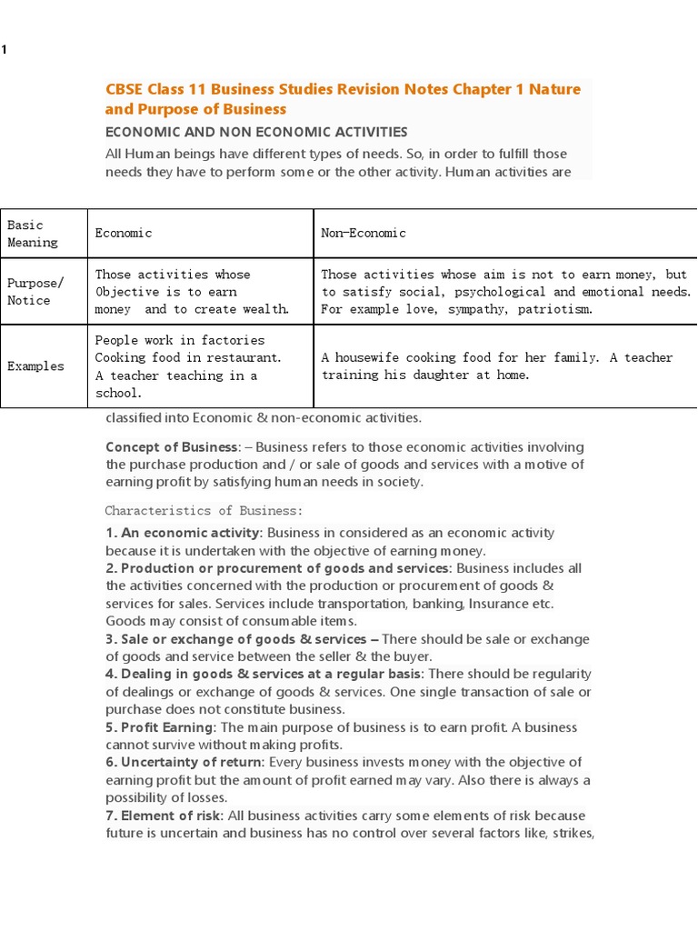 Class 11 Business Studies Notes | PDF | Partnership | Sole Proprietorship