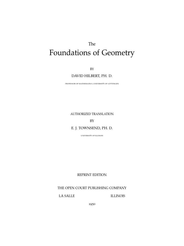 Foundations of Geometry: David Hilbert, Ph. D | PDF | Line (Geometry ...