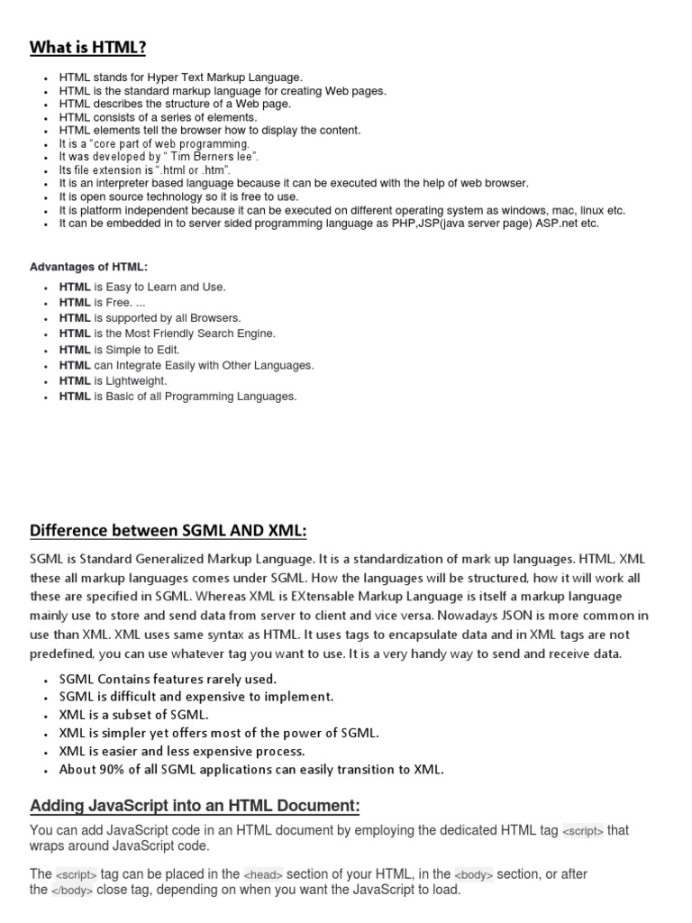 Internet and Web Designing Notes For Exam | PDF | Html | Xml