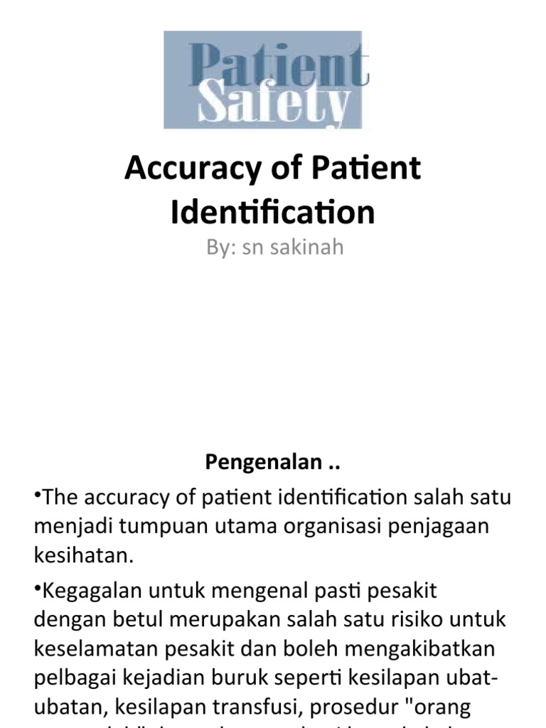 Patient Safety - Patient Identification | PDF