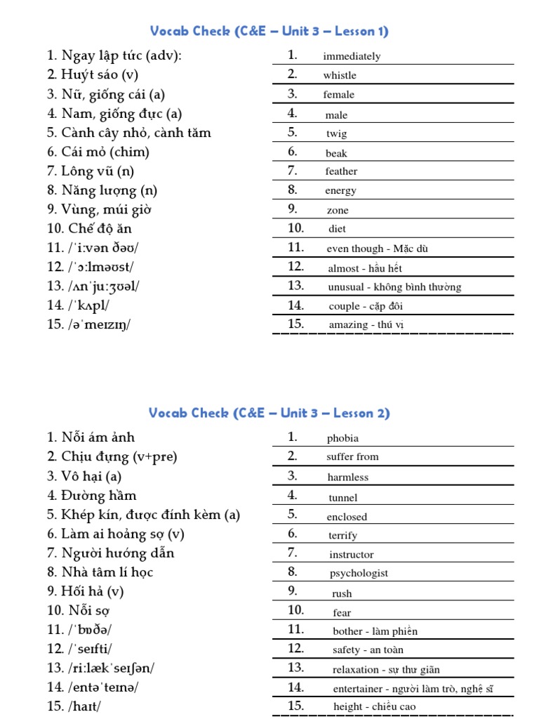 Cause & Effect - Unit 3 - Vocabulary | PDF