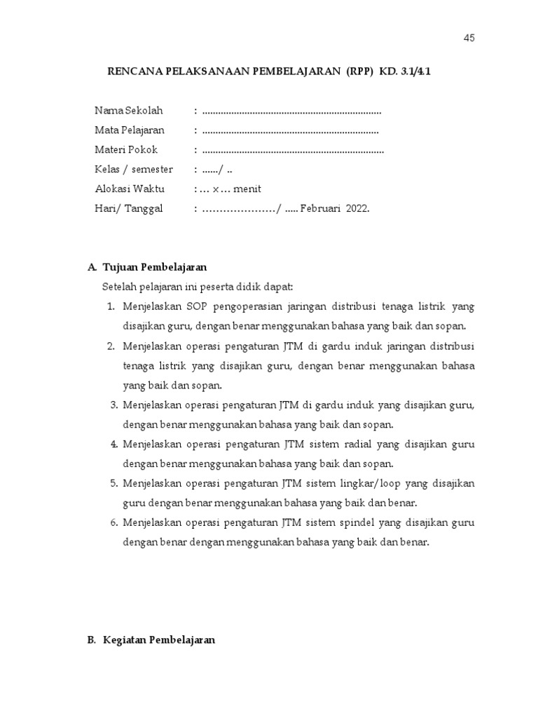 Contoh RPP Project Based Learning.. | PDF