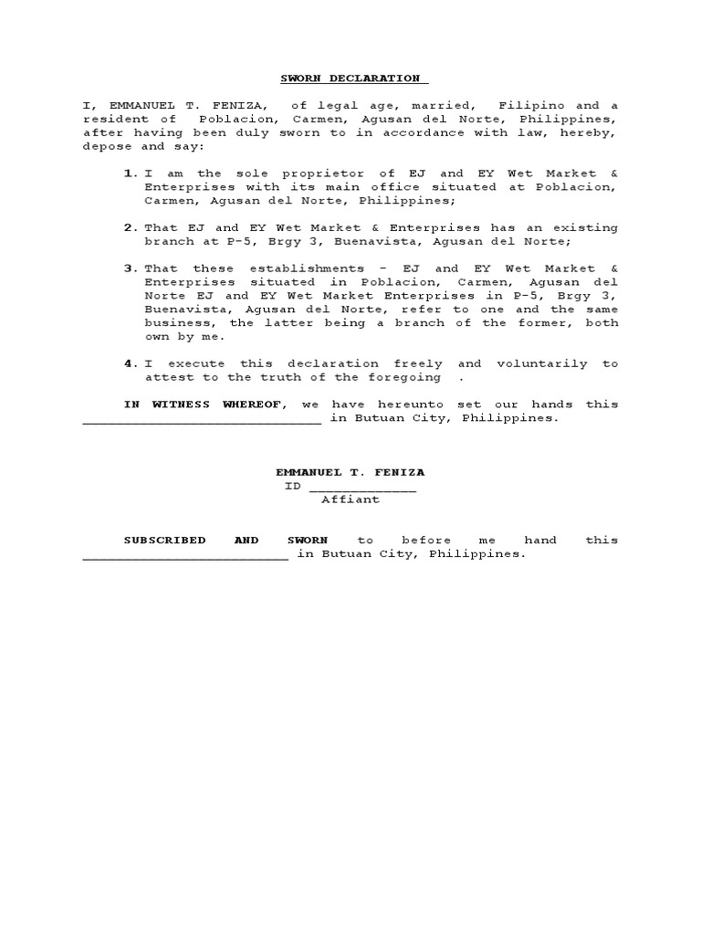 Sworn Declaration Fernan Serapio | PDF | Social Science | Law