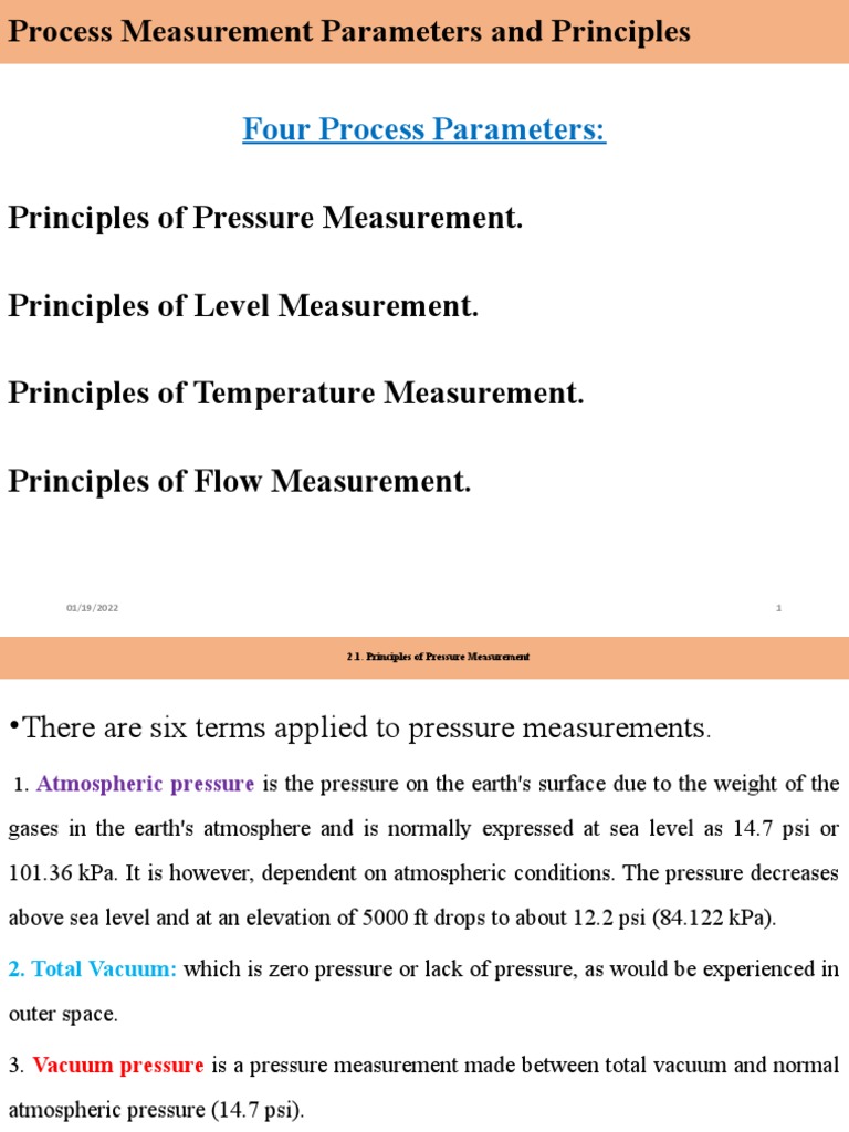 Four Process Parameters | PDF | Pressure | Pressure Measurement