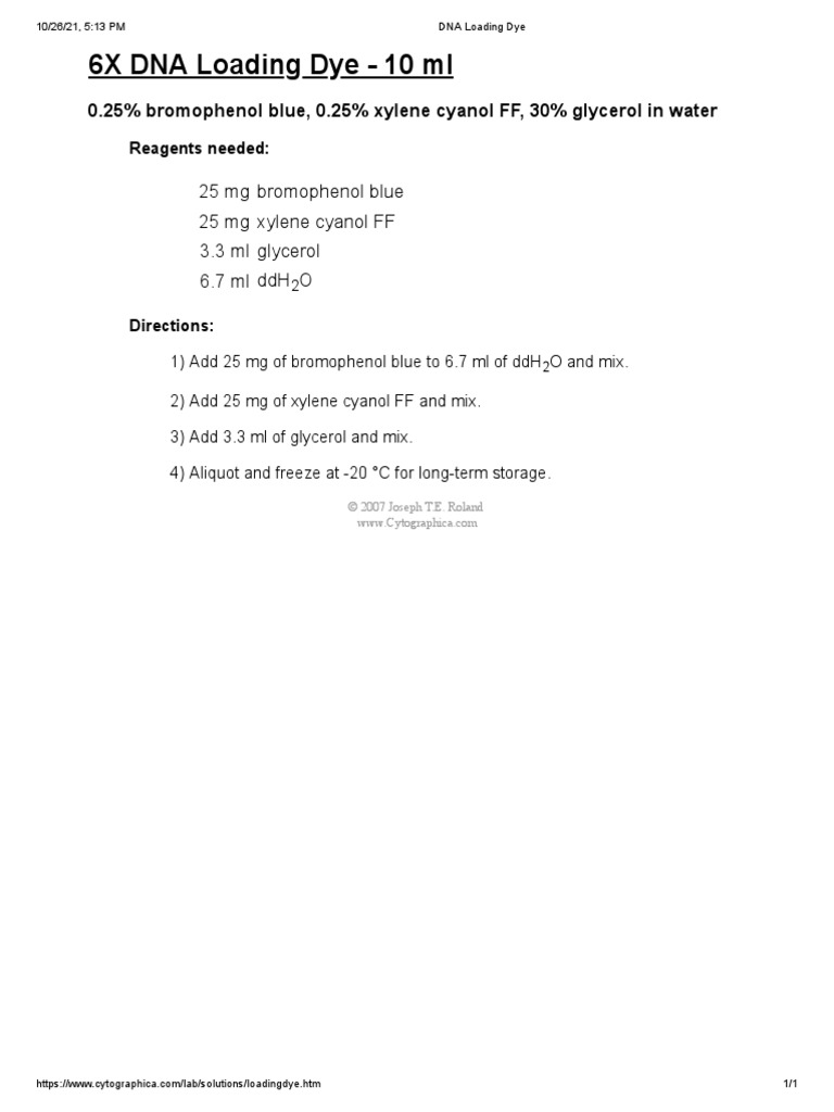 DNA Loading Dye | PDF | Self-Improvement | Science & Mathematics